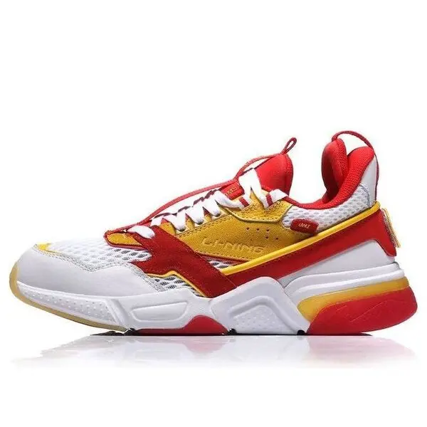 LI-NING Athletic Lace-up Sneakers - White/red/yellow