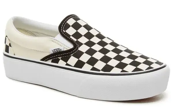 VANS Classic Slip-on Platform Checkerboard Sneakers - Black