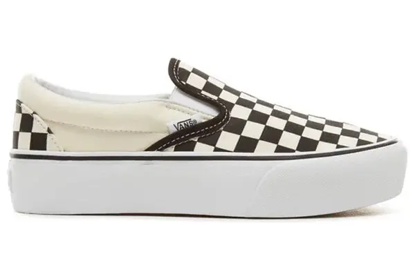 VANS Classic Slip-on Platform Checkerboard Sneakers - Black
