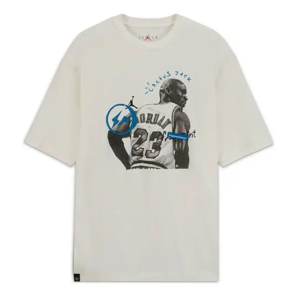JORDAN X Travis Scott X Fragment Design T-shirt Asia Sizing Blue - White