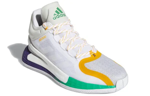 Adidas D Rose Low Top Basketball Sneakers - White/yellow/green