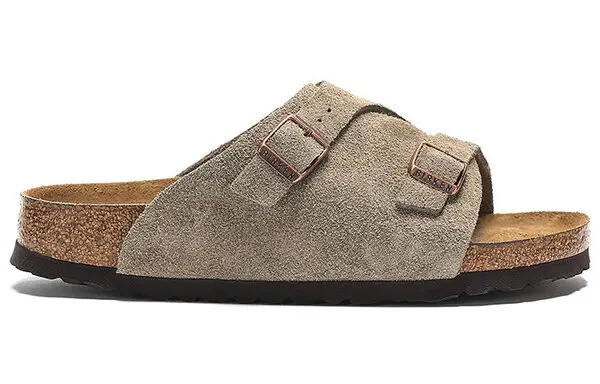 BIRKENSTOCK Zurich Soft Footbed Suede Leather Slides - Taupe