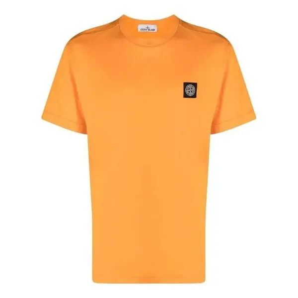 Stone Island Garment Dyed Logo T-shirt - Orange