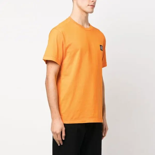 Stone Island Garment Dyed Logo T-shirt - Orange