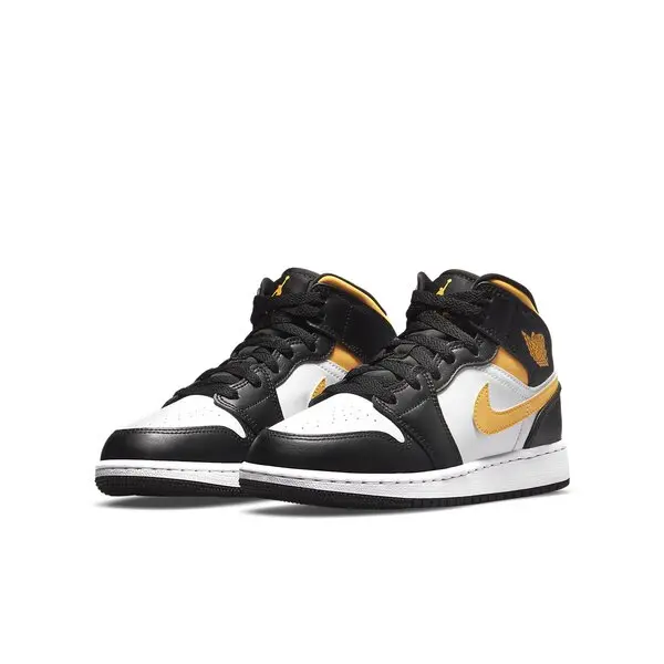 JORDAN 1 Mid High Top Sneakers - White/black/pollen