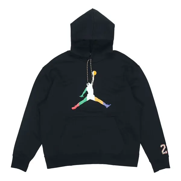 JORDAN Black Multi-color Large Logo Hoodie
