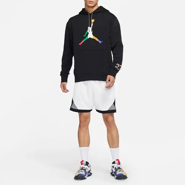 JORDAN Black Multi-color Large Logo Hoodie