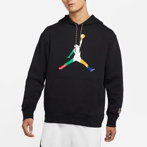 JORDAN Black Multi-color Large Logo Hoodie