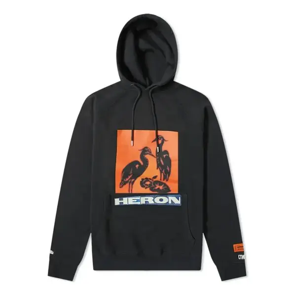 Heron Preston Heron Pop Over Hoodie 'black Orange - Black/orange