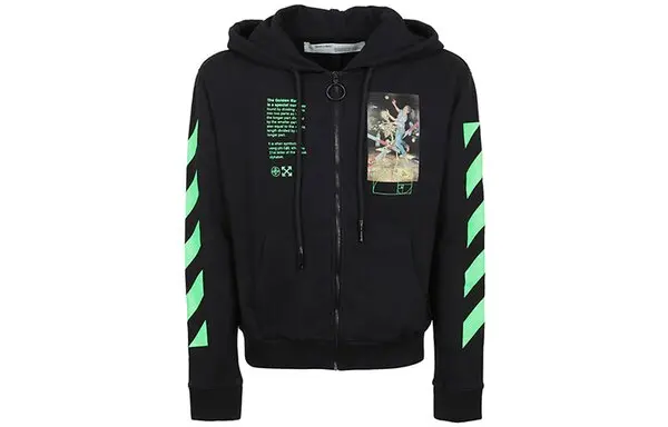 Off-White Graphic Print Cotton Zipped Hoodie