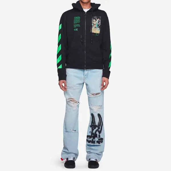 Off-White Graphic Print Cotton Zipped Hoodie