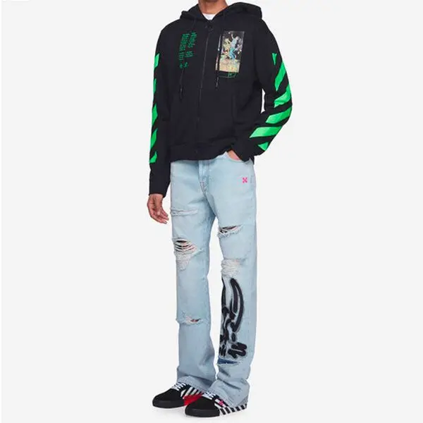 Off-White Graphic Print Cotton Zipped Hoodie