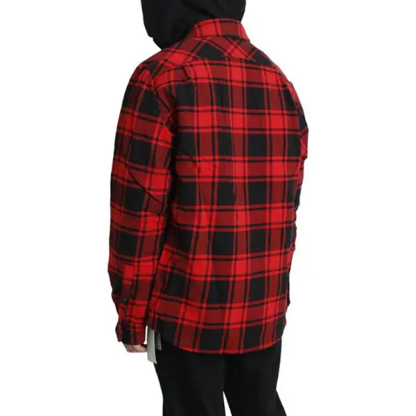 Off-White Plaid Splicing Hooded Shirt