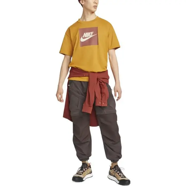 Nike Logo Printing Round Neck Pullover Short Sleeve Yellow T-shirt