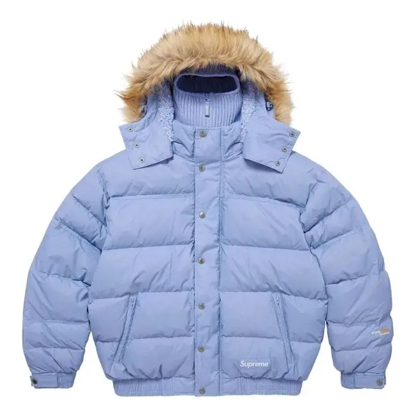 Supreme 700-fill Down Puffer Jacket With Fur-trimmed Hood - Light Blue