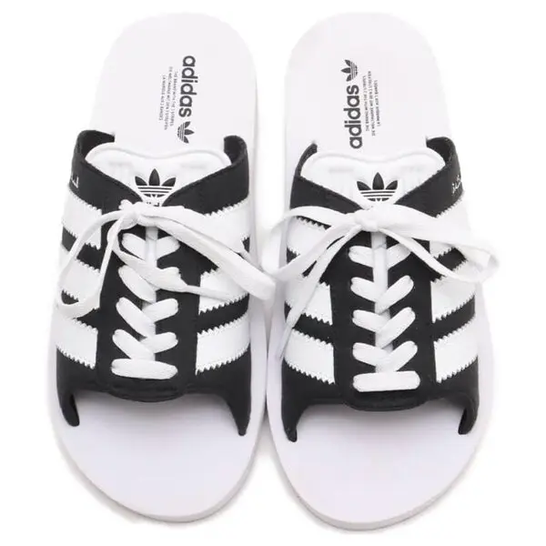 Adidas Gazelle Beach Slides With Lace-up Detailing - White/black