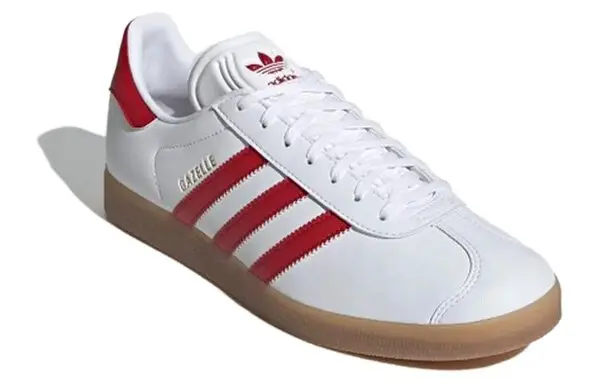 Adidas Gazelle Leather Sneakers - White/red/brown