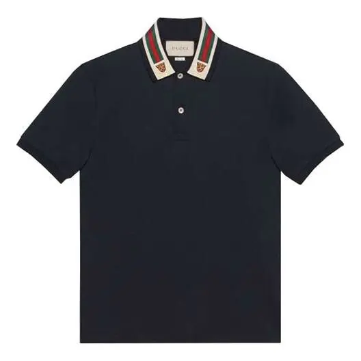 Gucci Stripe Short Sleeve Polo Navy Blue - Dark Blue