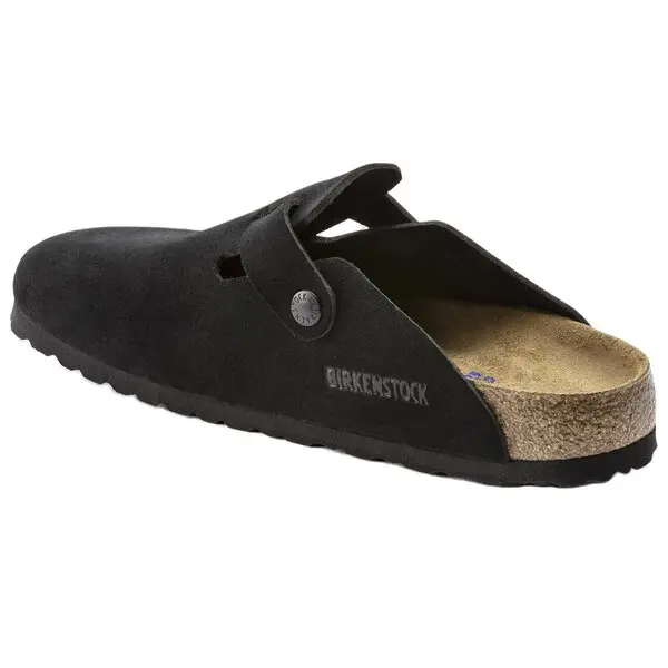 BIRKENSTOCK Boston Soft Footbed Suede Leather Clogs - Black