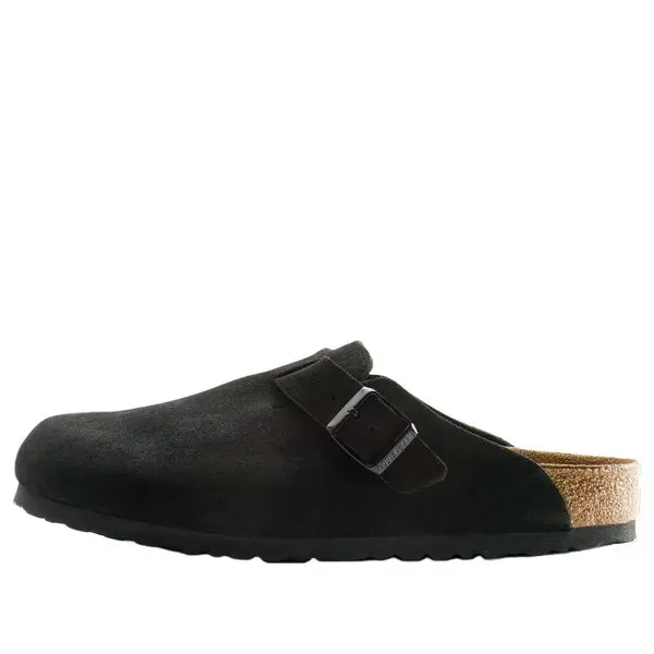 BIRKENSTOCK Boston Soft Footbed Suede Leather Clogs - Black