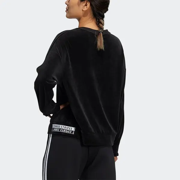 Adidas Velour Crewneck Sweatshirt With Logo - Black