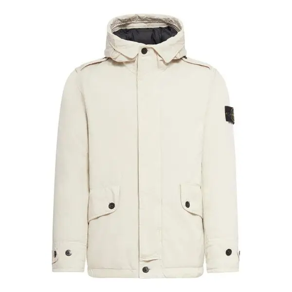 Stone Island High-neck Hooded Jacket - Beige