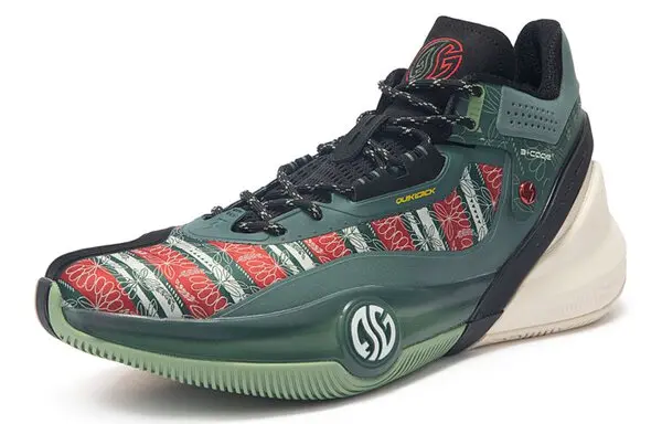 361 DEGREES Ag3 High Top Athletic Sneakers - Olive/green/red