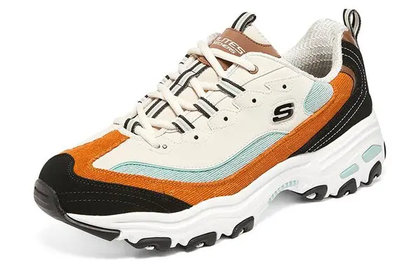 Sketchers D'lites 1.0 Lace-up Sneakers - White/black/orange
