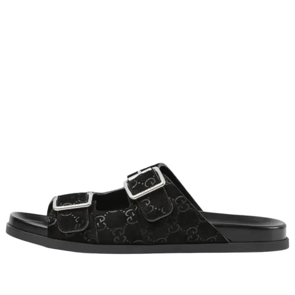 Gucci Gg Suede Slides - Black
