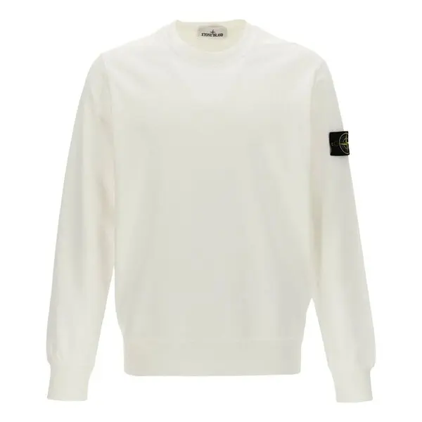 Stone Island Crewneck Sweatshirt With Logo Patch - Ivory