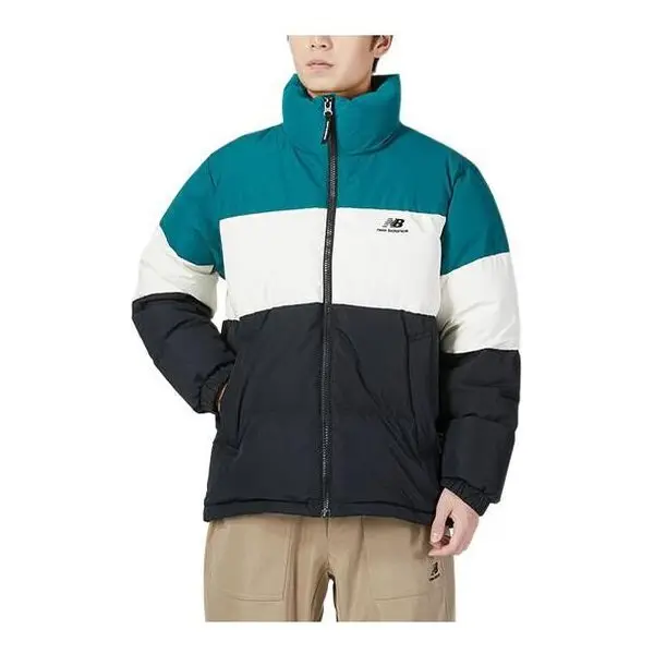 NEW BALANCE Warm Down Jacket Asia Sizing 'black White Blue - Black/white/blue
