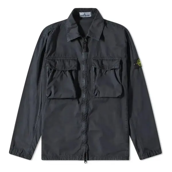 Stone Island Brushed Cotton Shirt Jacket - Black