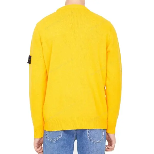 Stone Island Logo Patch Crewneck Jumper - Yellow