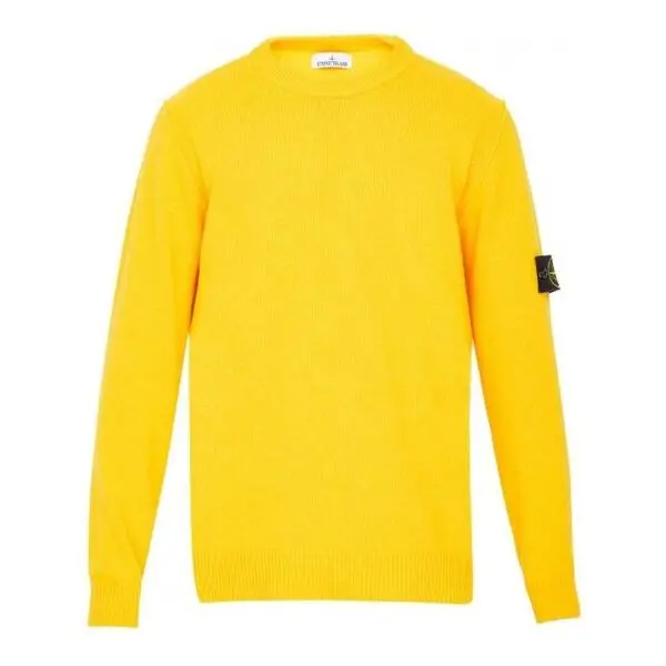 Stone Island Logo Patch Crewneck Jumper - Yellow