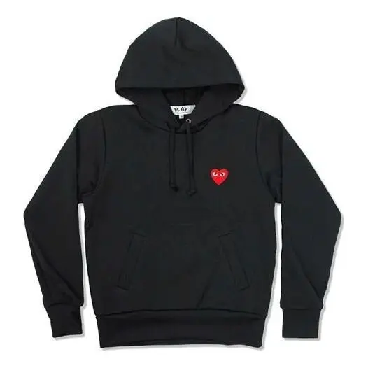 Play Comme Des Garcon Red Heart Emblem Hoodie - Black