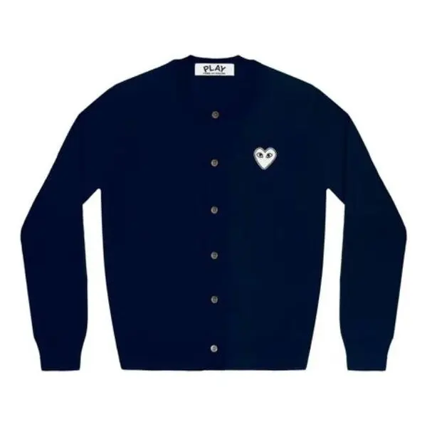 Play Comme Des Garcon Cardigan With Heart Applique - Navy
