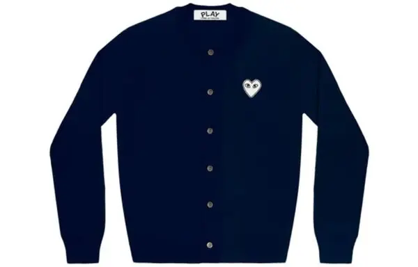 Play Comme Des Garcon Cardigan With Heart Applique - Navy