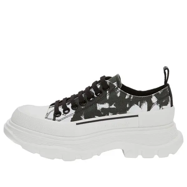 Alexander McQueen Graffiti Tread Slick Lace Up Shoes - Black/white
