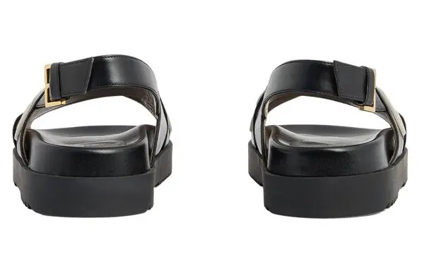 Gucci Logo Script Sandals - Black/white