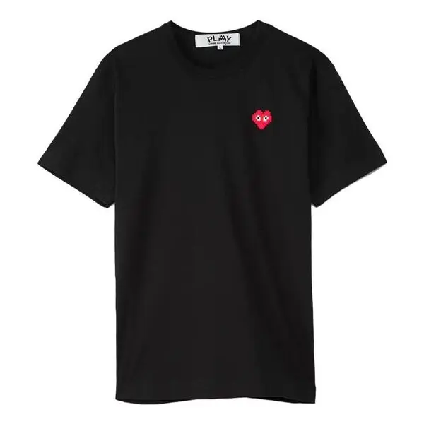 Play Comme Des Garcon Basic Invaders T-shirt Red Emblem - Black