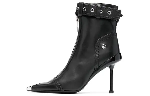 Alexander McQueen Leather Zip Up Ankle Boots
