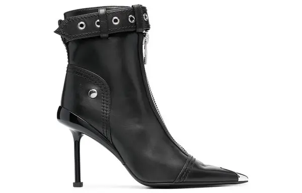 Alexander McQueen Leather Zip Up Ankle Boots