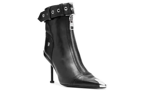 Alexander McQueen Leather Zip Up Ankle Boots