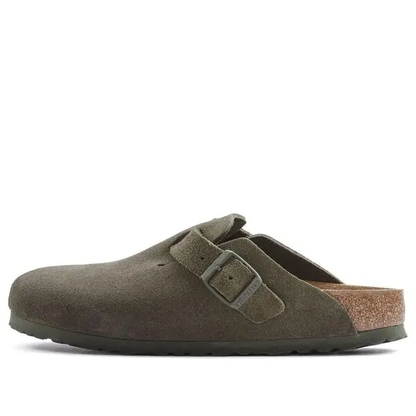 BIRKENSTOCK Boston Suede Leather Clogs - Green