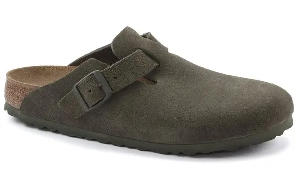 BIRKENSTOCK Boston Suede Leather Clogs - Green