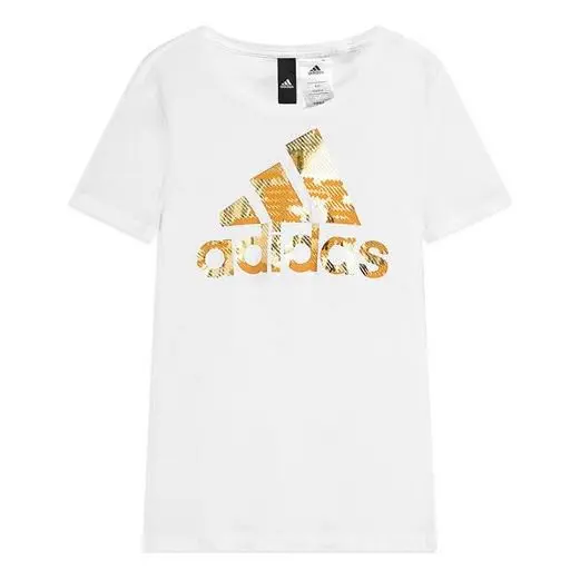 Adidas Short Sleeve Training T-shirt With Metallic Logo - White
