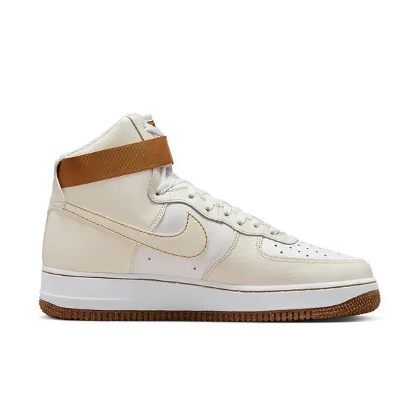 Nike Force 1 High '07 Lv8 Emb Inspected Swoosh Sneakers - White/brown
