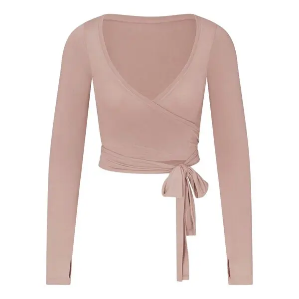 Nike X Skims Stretch Knit Wrap Long Sleeve Cropped Top - Himalayan