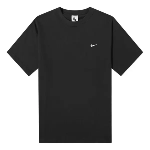 Nike Solo Swoosh T-shirt Printing Logo Solid Color Round Neck Short Sleeve - Black