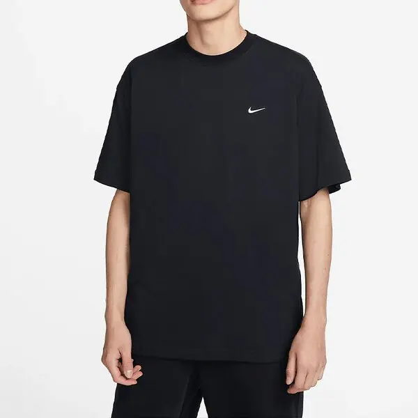 Nike Solo Swoosh T-shirt Printing Logo Solid Color Round Neck Short Sleeve - Black